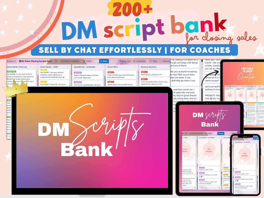 DM Sales Closing Scripts Bank for Coach, Coaching Tools Coaching ...