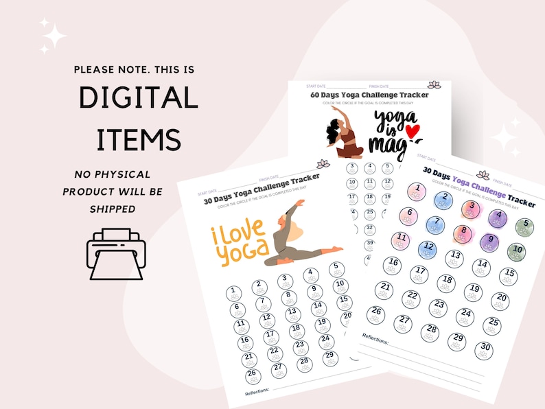 Printable Yoga Challenge Tracker, 30-day Yoga Challenge, Printable Yoga ...