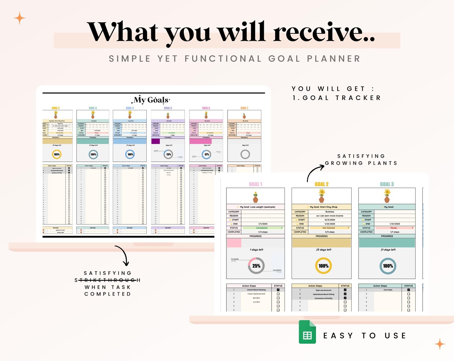 Goal Planner Spreadsheet, Goal Tracker, Goal Setting Spreadsheet, 12 ...