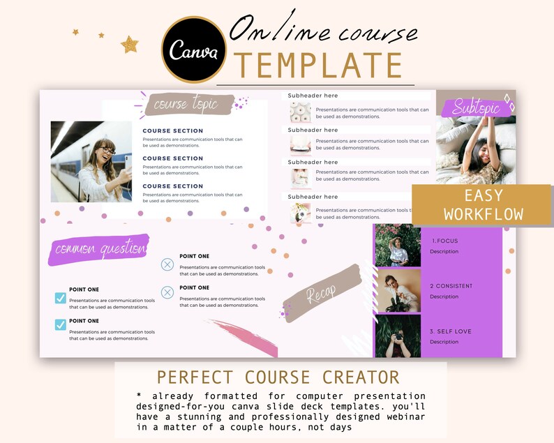 10 CUSTOMIZABLE ONLINE COURSE Template for Course Creator, Webinar ...