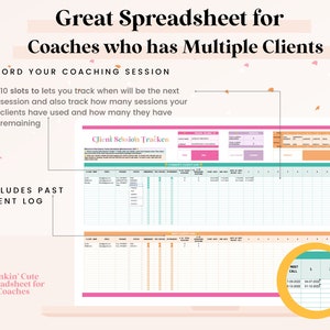 Client Session Tracker Spreadsheet for Coaches, CRM, Client Management ...