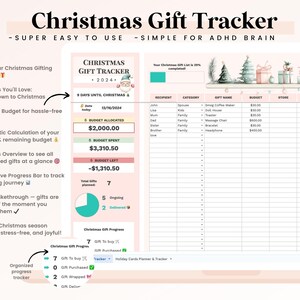 Christmas Budget Gift Tracker, Holiday Card Tracker, Christmas Planner ...