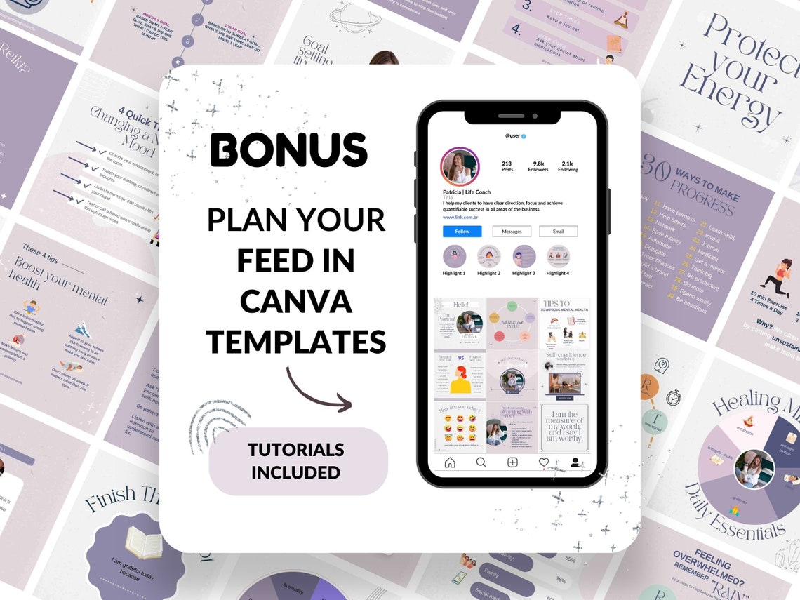 150 Life Coach Mental Health Instagram CANVA Templates Life Coach ...