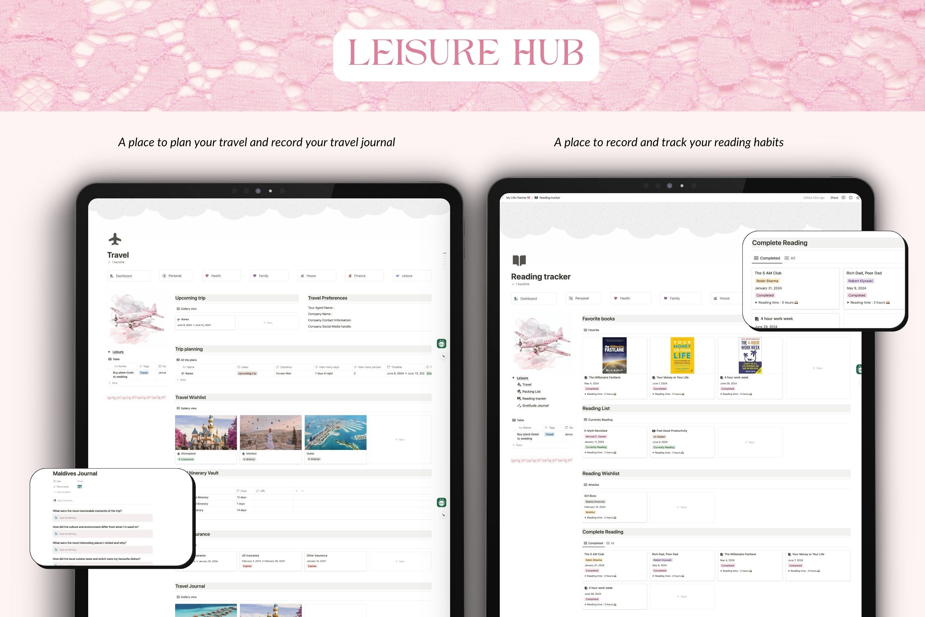 Notion Template Life Planner Coquette Aesthetic Notion Dashboard ADHD ...