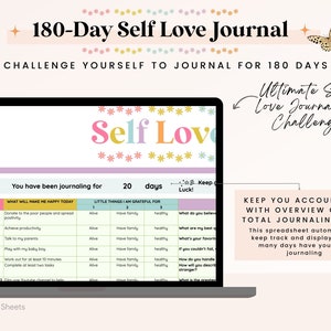 Journal Google Sheet| 180 Days Self Love Journal Google Sheet Template ...