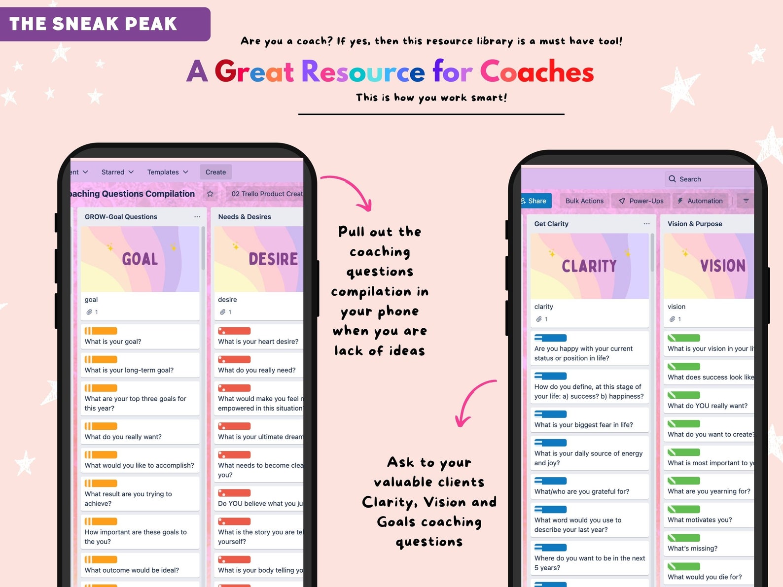 460+ Coaching Questions Compilation for Coaches in Trello, Coaching ...