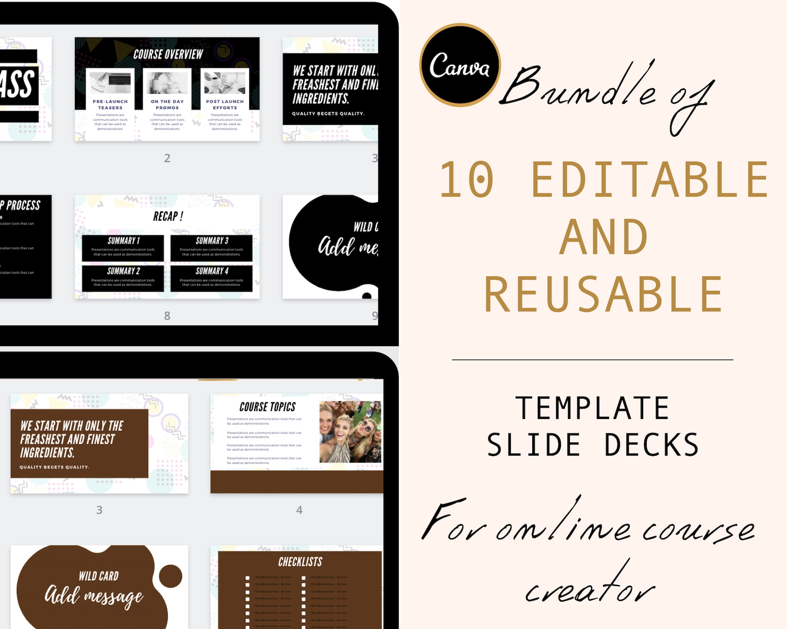 10 CUSTOMIZABLE ONLINE COURSE Template for Course Creator, Webinar ...
