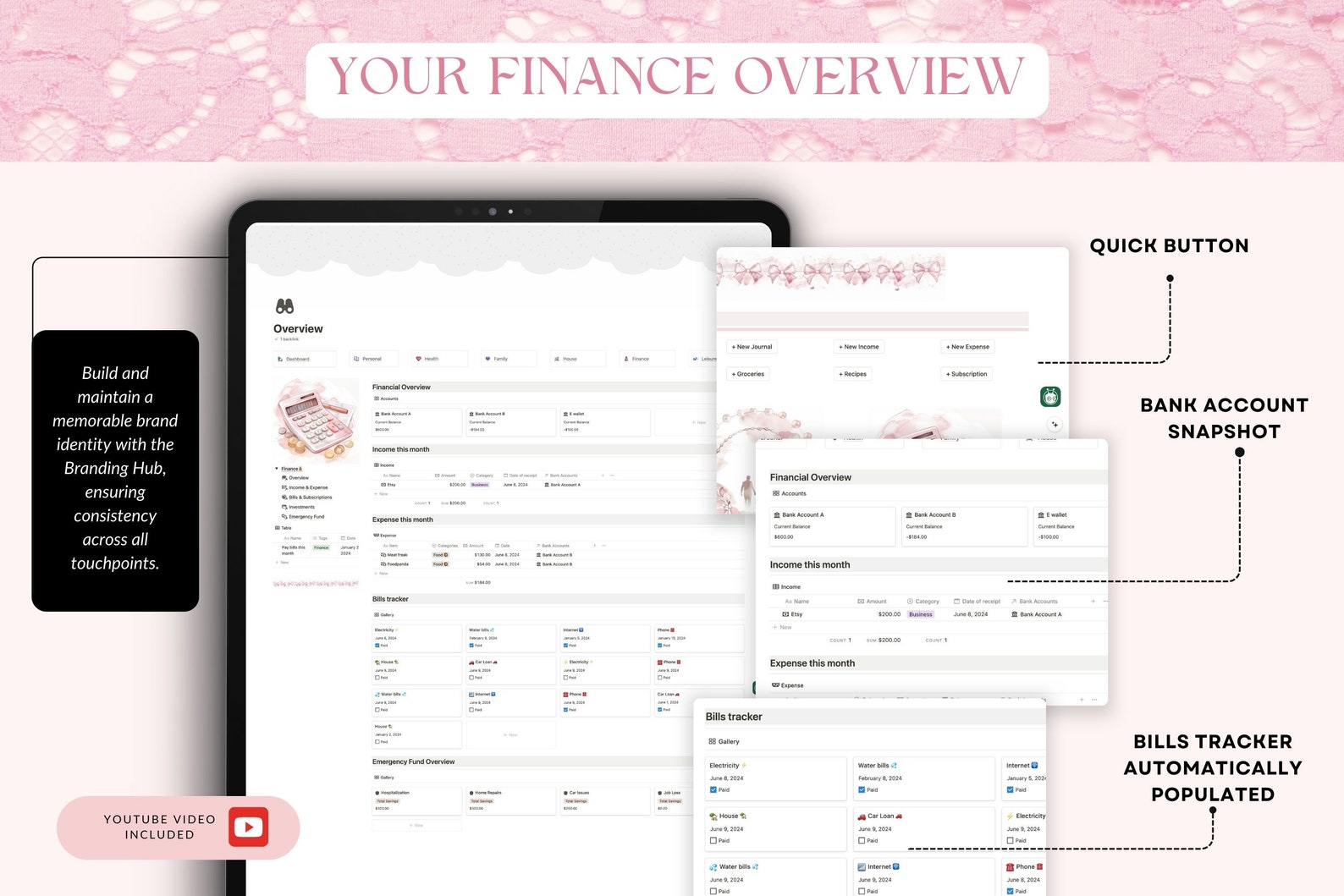 Notion Template Life Planner Coquette Aesthetic Notion Dashboard ADHD ...