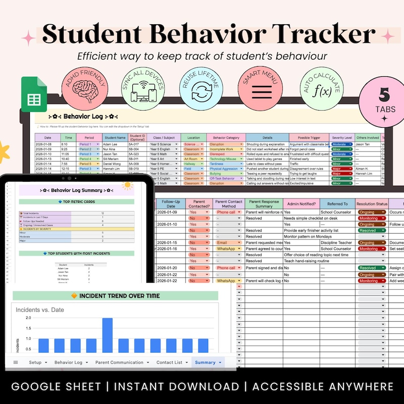 Excel Classroom Tracker - Etsy