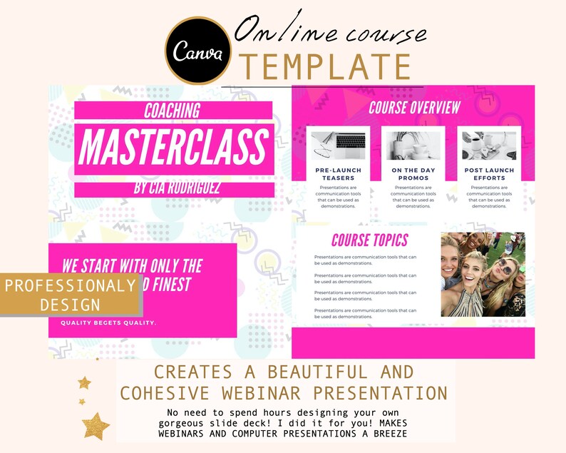 10 CUSTOMIZABLE ONLINE COURSE Template for Course Creator, Webinar ...