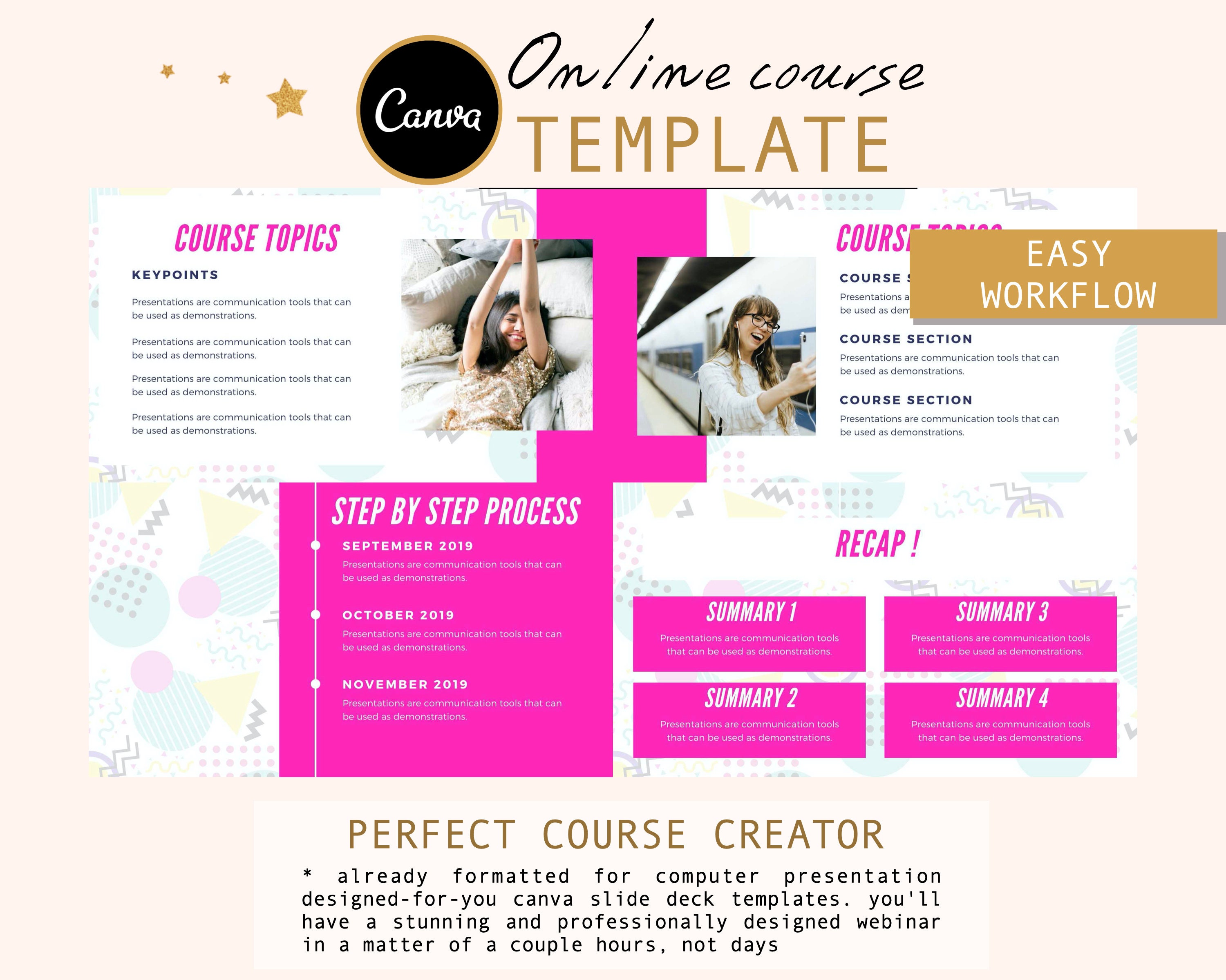 10 CUSTOMIZABLE ONLINE COURSE Template for Course Creator, Webinar ...