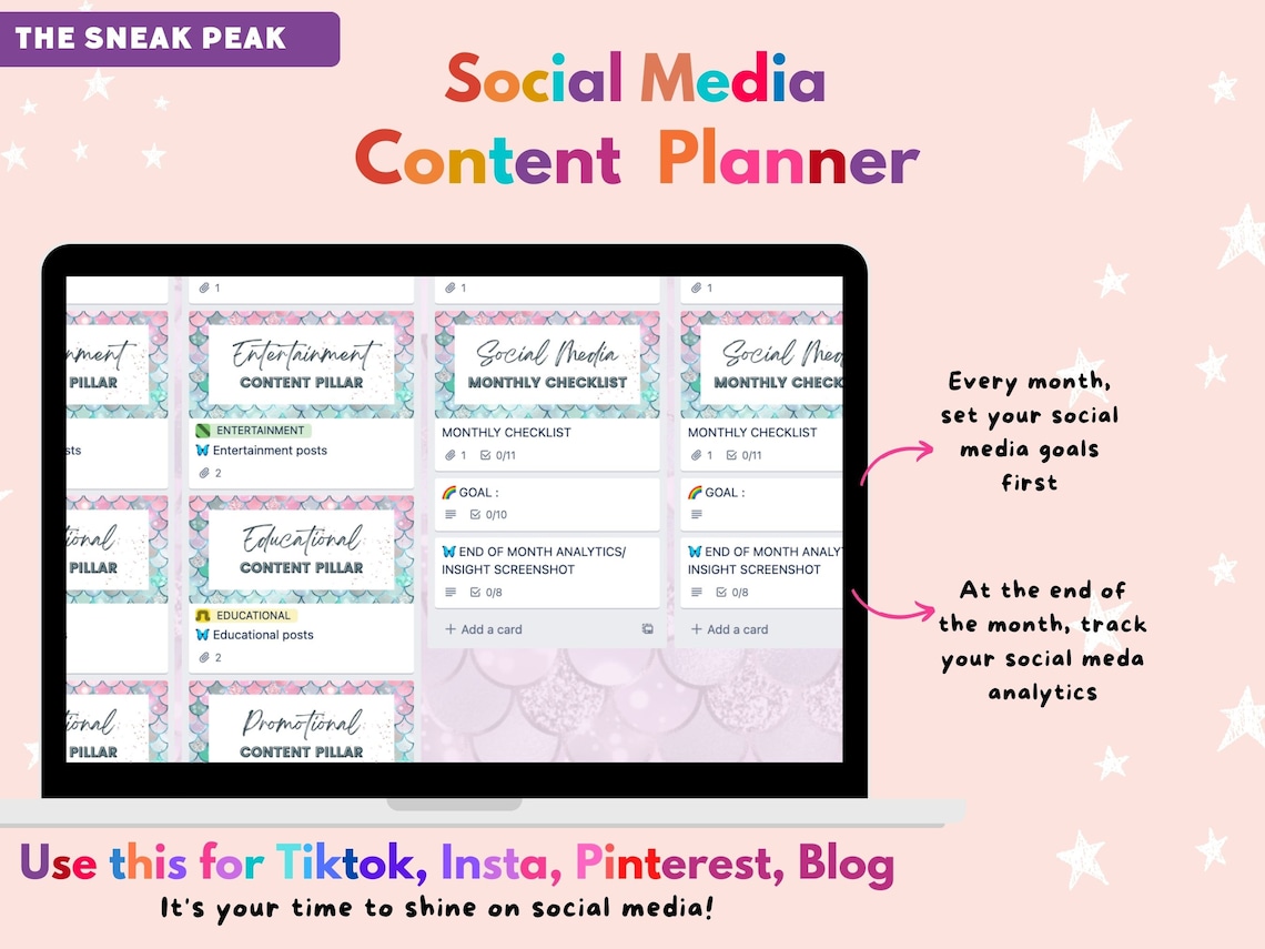 Social Media Content Planner Trello Template | Instagram Planner ...