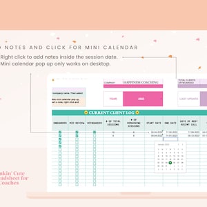 Client Session Tracker Spreadsheet for Coaches, CRM, Client Management ...