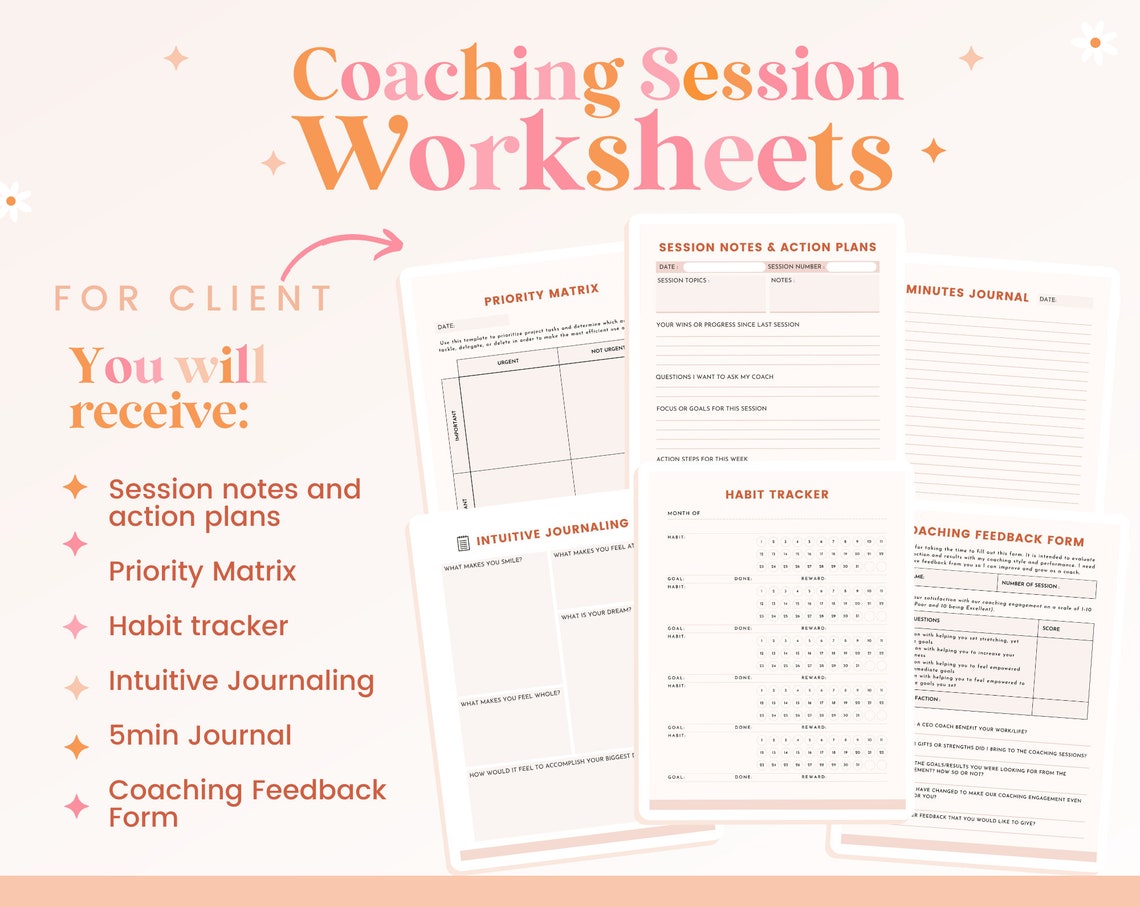 Coaching Session Worksheets |coaching Toolkit |coaching Worksheet ...