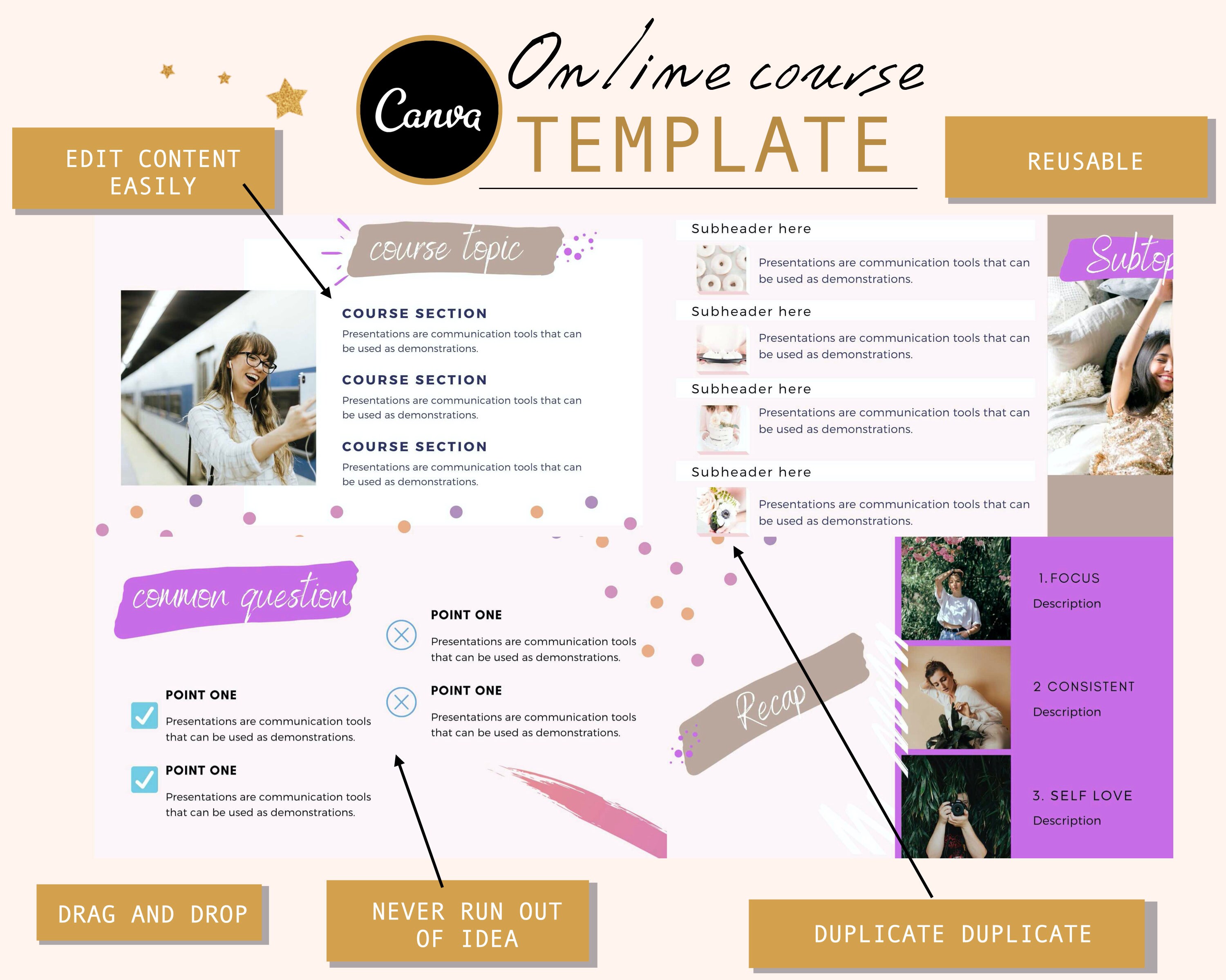 10 CUSTOMIZABLE ONLINE COURSE Template for Course Creator, Webinar ...