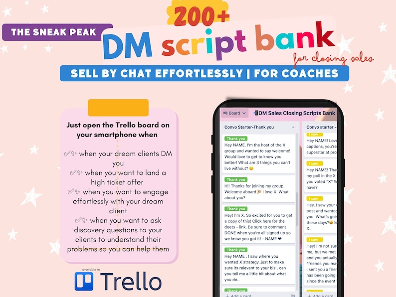 DM Sales Closing Scripts Bank for Coach, Coaching Tools Coaching ...