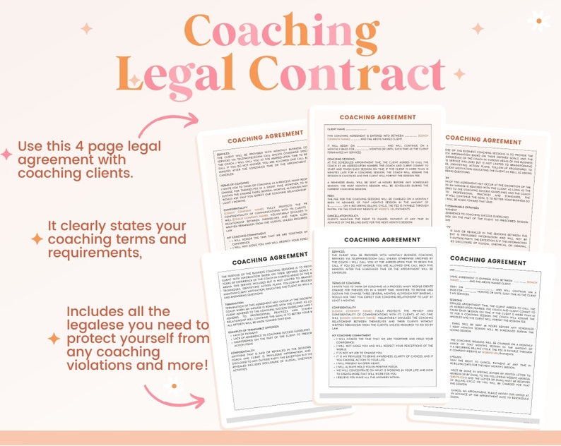 Coaching Contract Template, Coaching Agreement Template, Coaching ...