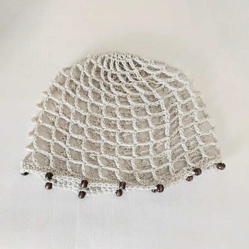 Crochet Beaded Skull Cap Pattern, Mesh Net Beach Hat (PDF Download ...