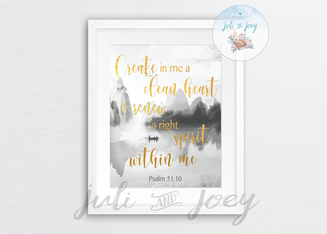 Psalm 51:10 Bible Verse Art | Christian Home Decor (digital Download ...