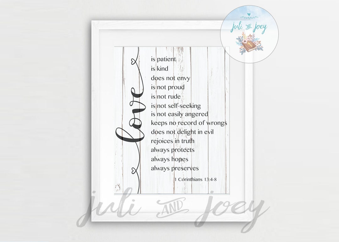 Love is Patient Bible Verse Print: Christian Wall Art (digital Download ...