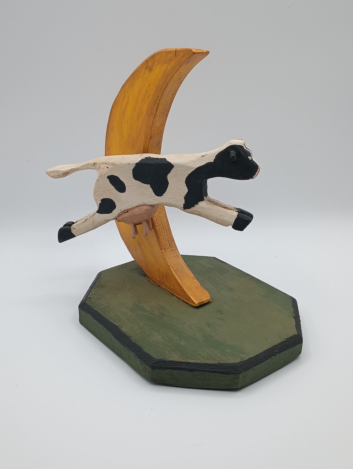Cow Jumping Over the Moon Shimmering Woodcarving - Etsy