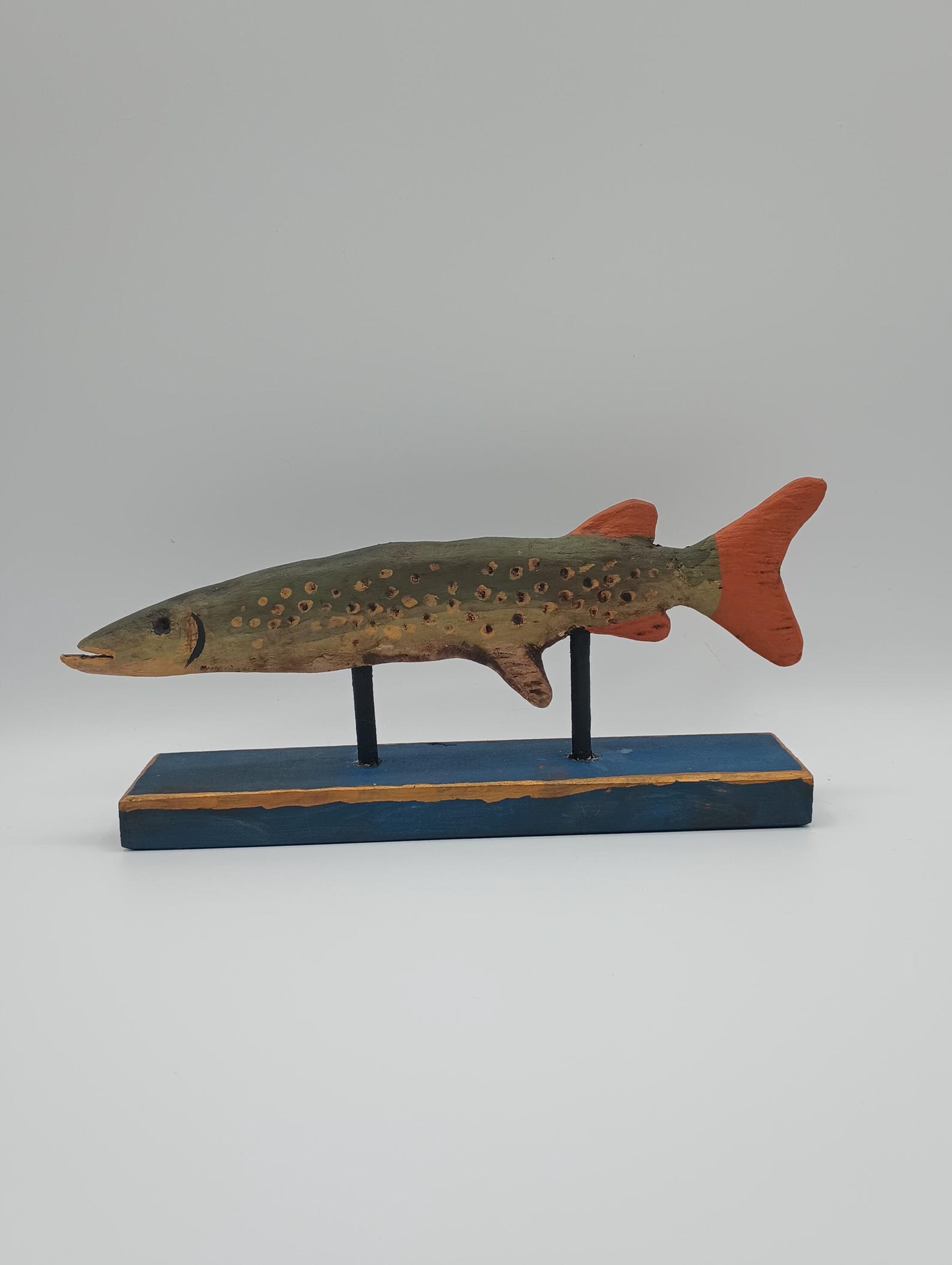 Northern Pike With Royal Base Engraved Tail Woodcarving for Fisherman ...