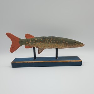 Northern Pike With Royal Base Engraved Tail Woodcarving for Fisherman ...