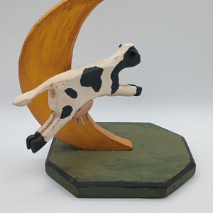 Cow Jumping Over the Moon Shimmering Woodcarving - Etsy
