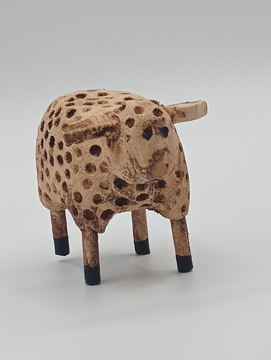 Sheep With Frown and Leather Ears Golf Ball Style Woodcarving - Etsy