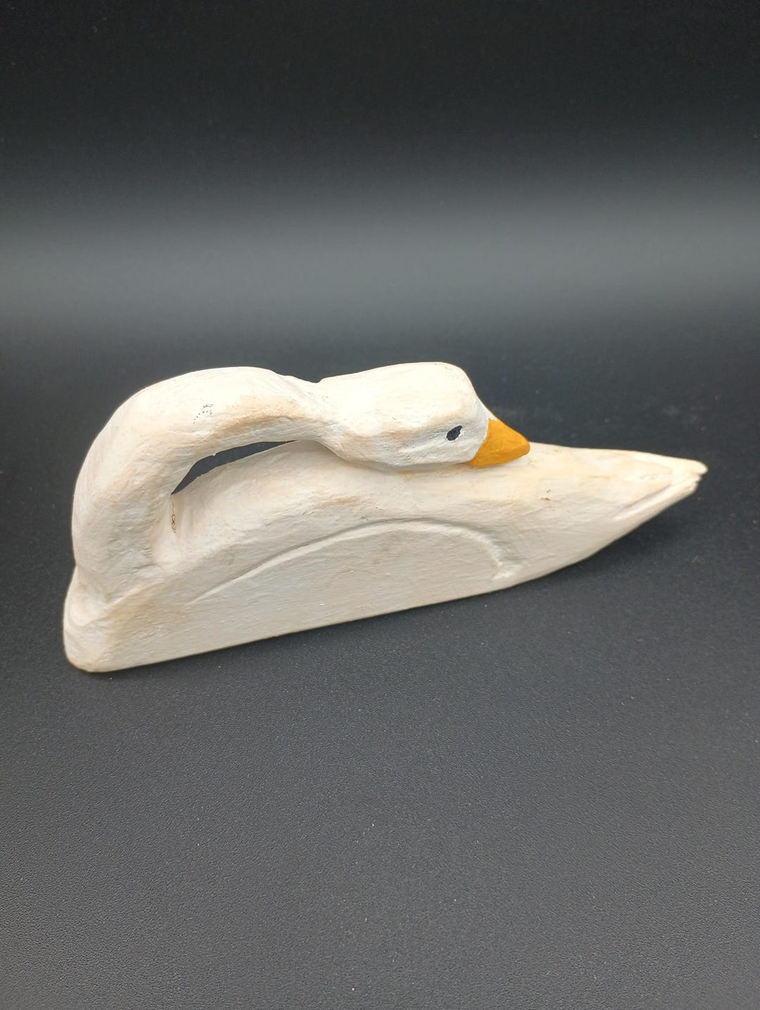 Duck Looking Back White Bird Folk Art Hand Painted Woodcarving - Etsy