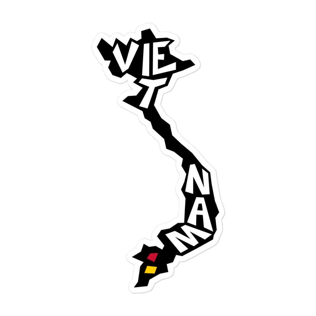 Vietnam Sticker, Retro Vietnam Map Sticker, Hard Edge Vietnam Map ...