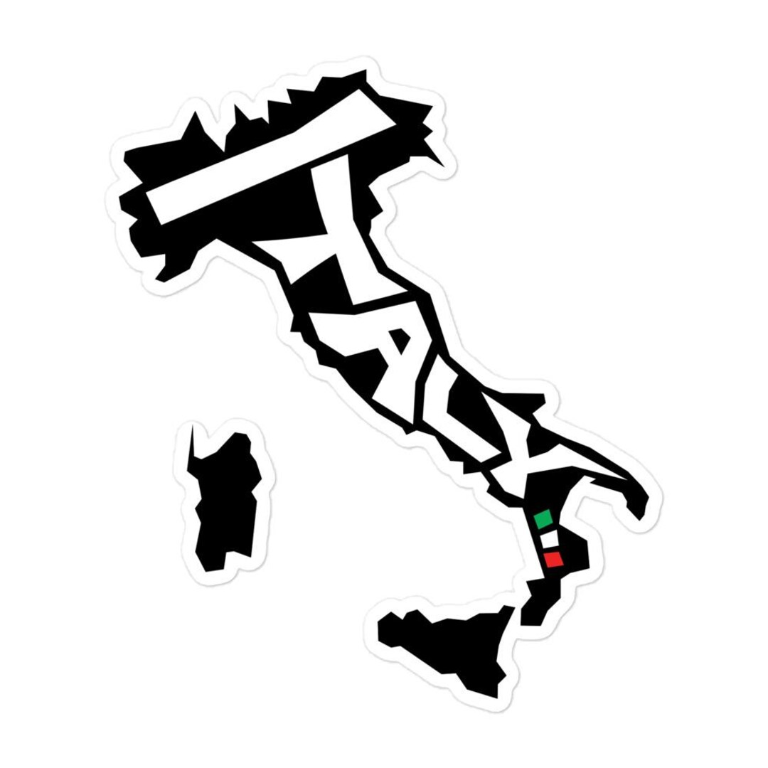 Italy Sticker, Retro Italy Map Sticker, Hard Edge Italy Map Sticker ...