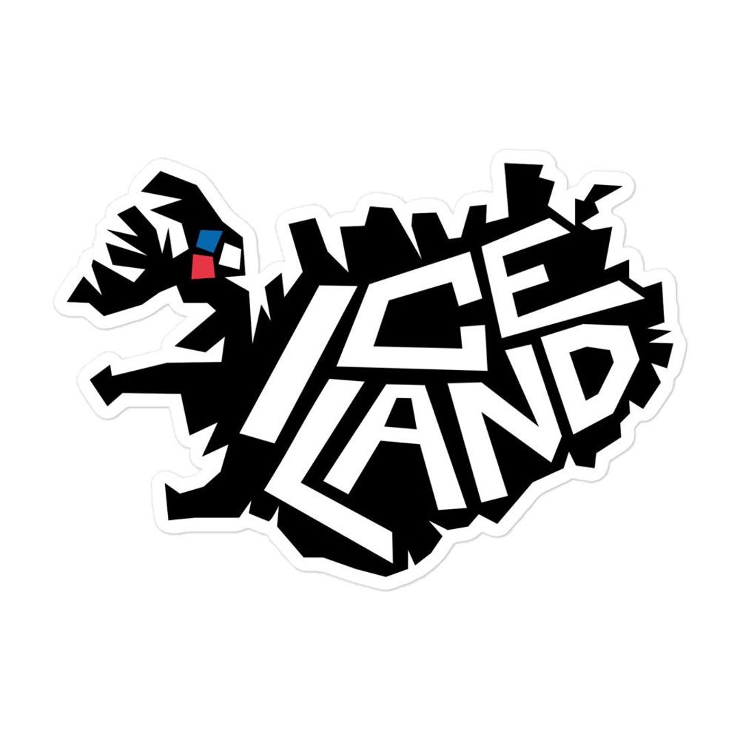 Iceland Sticker, Retro Iceland Map Sticker, Hard Edge Iceland Map ...