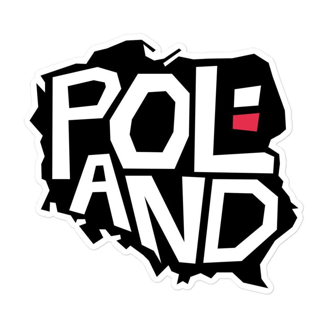 Poland Sticker, Retro Poland Map Sticker, Hard Edge Poland Map Sticker ...