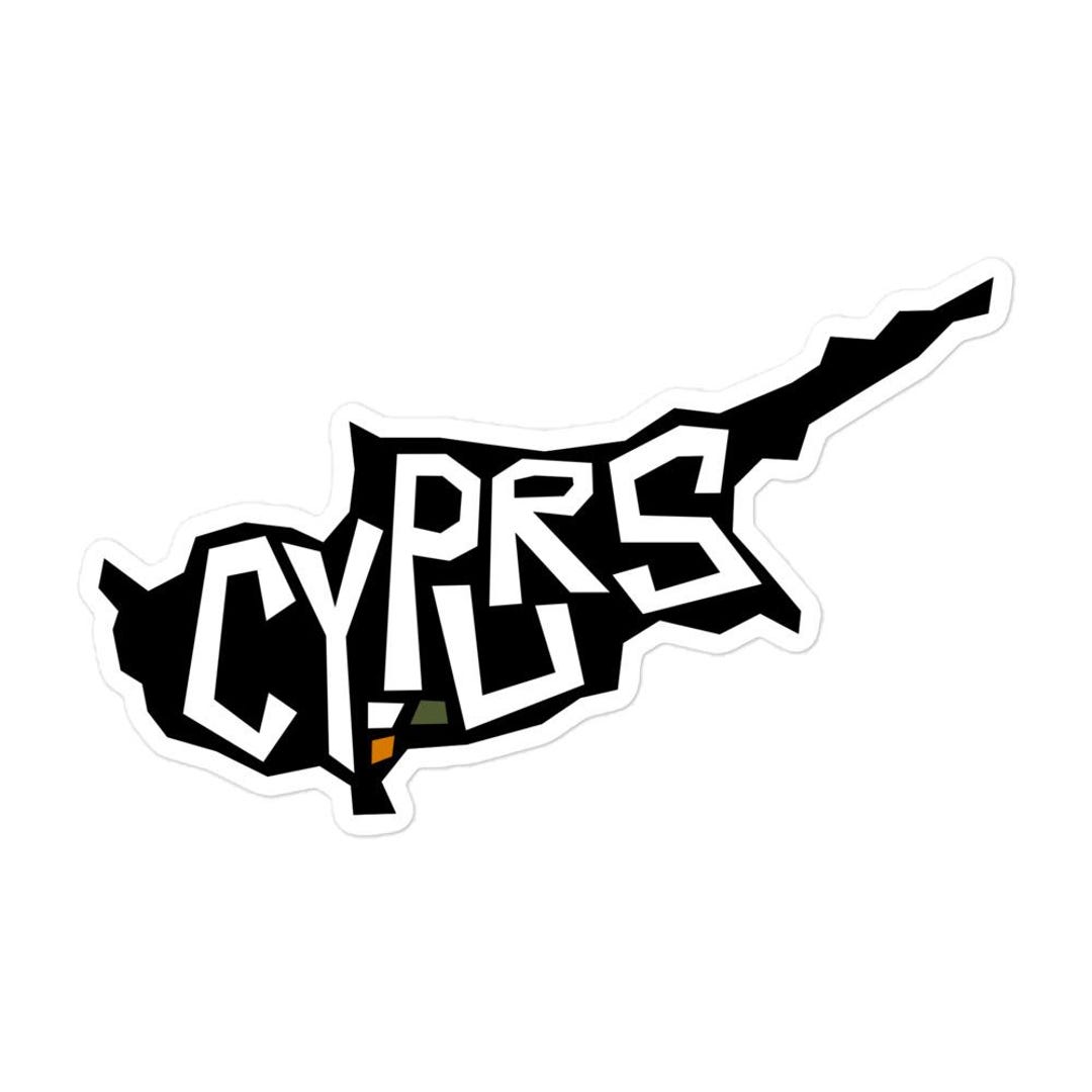Cyprus Sticker, Retro Cyprus Map Sticker, Hard Edge Cyprus Map Sticker ...