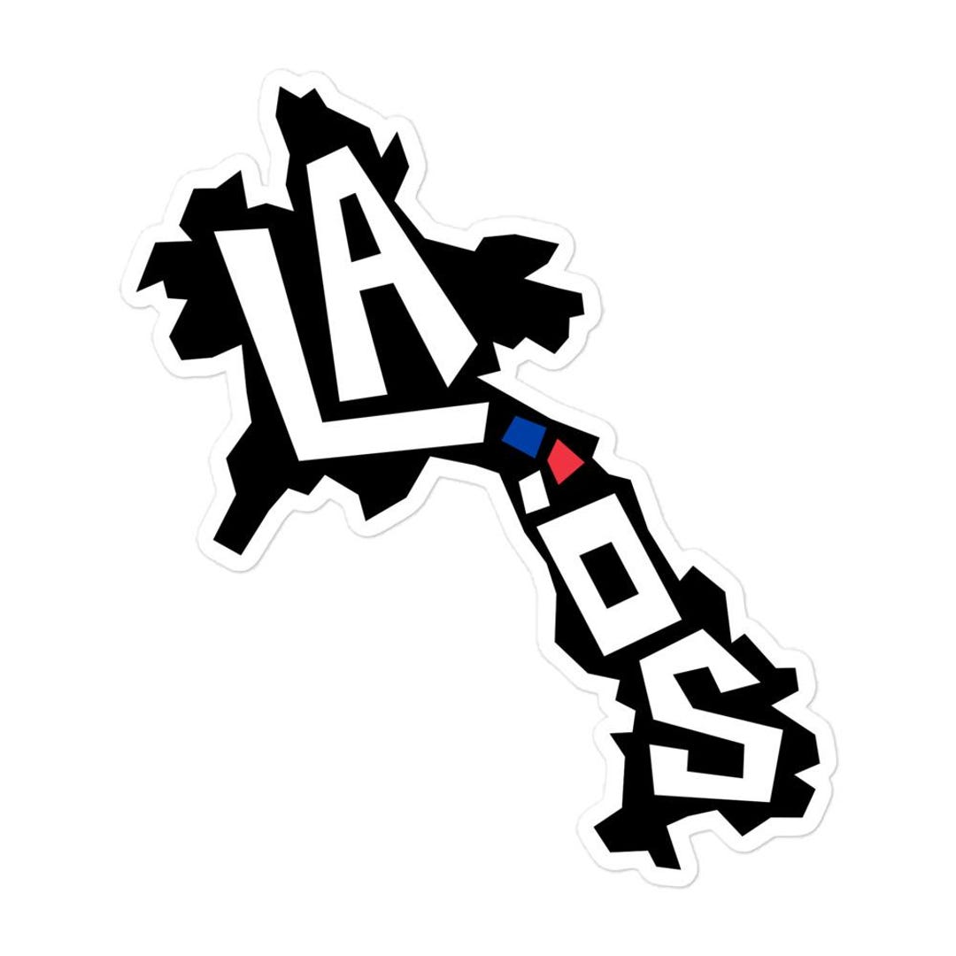 Laos Sticker, Retro Laos Map Sticker, Hard Edge Laos Map Sticker, Mid ...