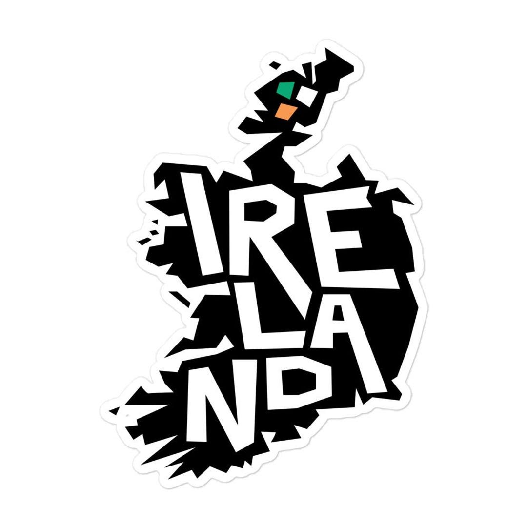Ireland Sticker, Retro Ireland Map Sticker, Hard Edge Ireland Map ...