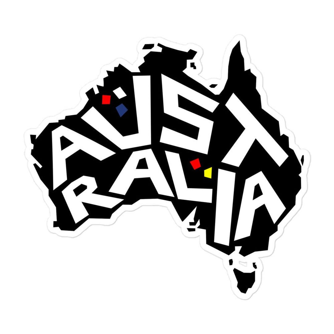 Australia Sticker, Retro Australia Map Sticker, Hard Edge Australia Map ...