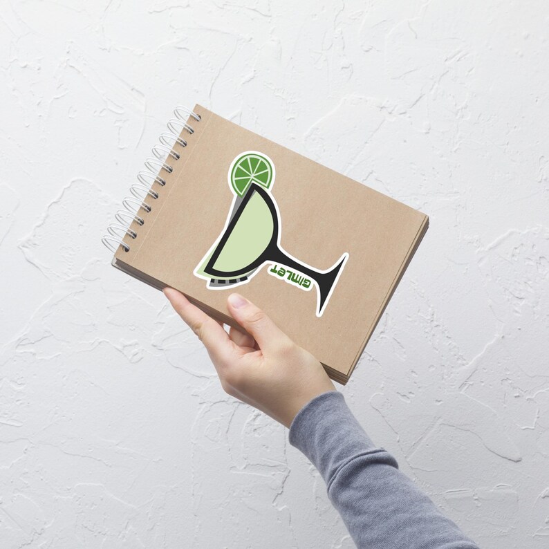 Gimlet Cocktail Sticker: Playful Caricature Laptop Decal - Etsy