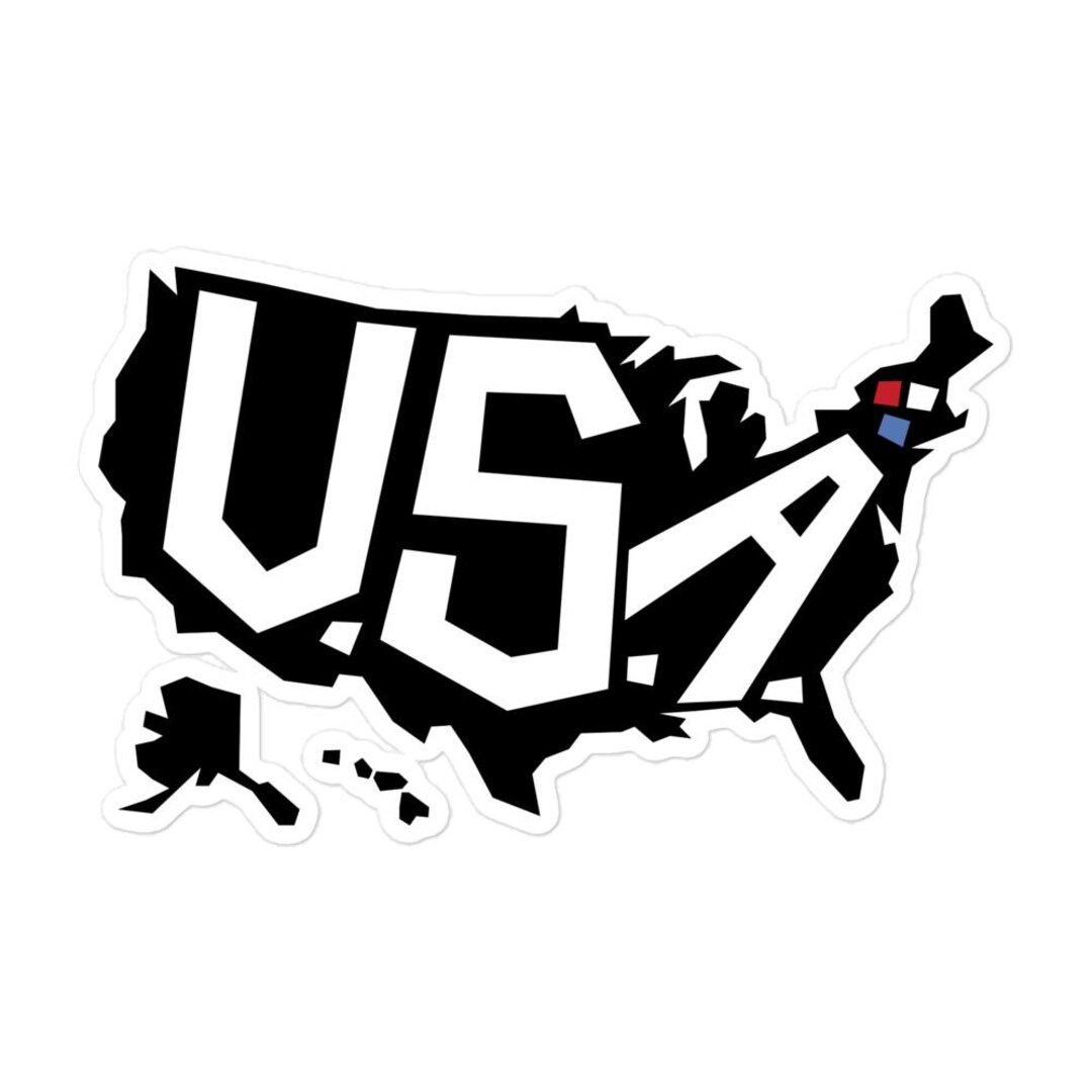 Retro USA Sticker, USA Map Sticker, USA Sticker, United States Sticker ...