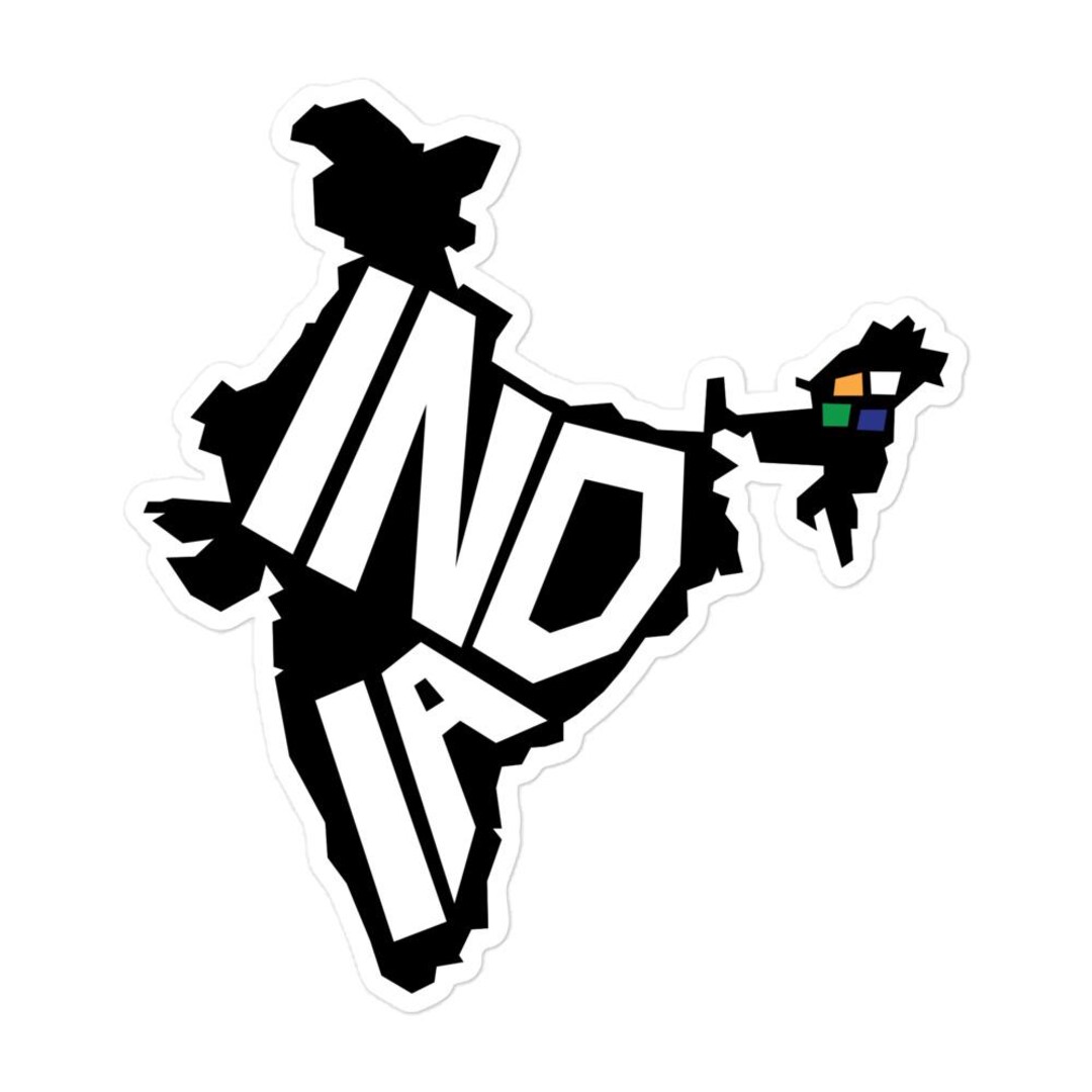 India Sticker, Retro India Map Sticker, Hard Edge India Map Sticker ...