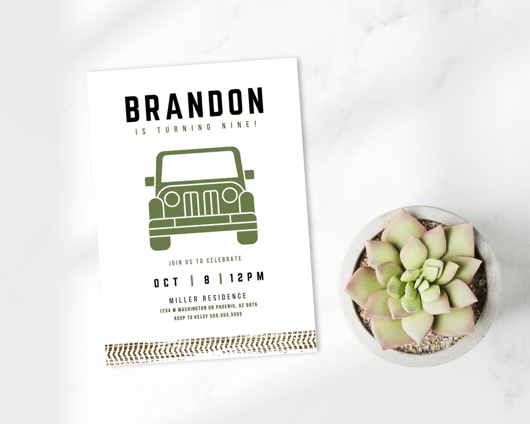 4x4 Birthday | off Roading Birthday Invitation | Party Invite ...
