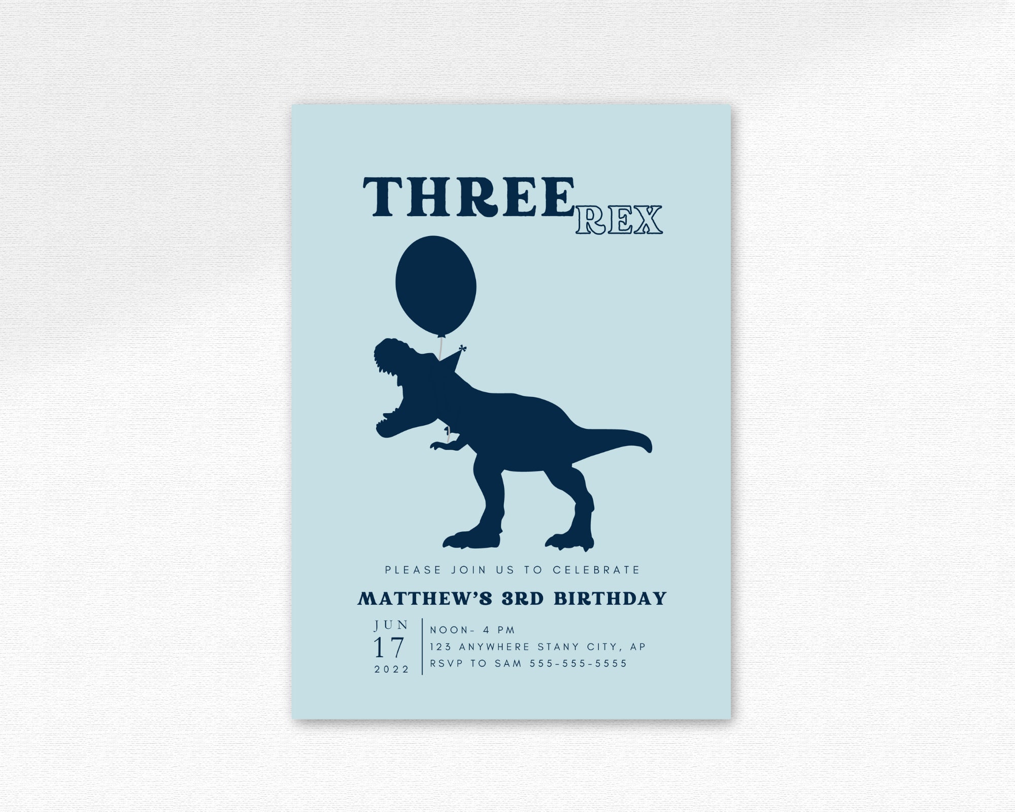Three-rex Invitation T-rex Birthday Invitation 3rd Birthday Party ...