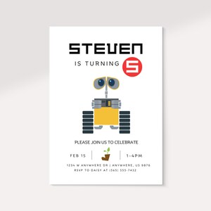 Wall-e Invitation | Wall-e Birthday | Wall E Birthday Invite | Minimal ...