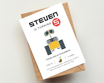 Wall E Invitation Wall E Birthday Party Invitation Wall E - Etsy