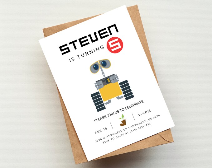 Wall-e Invitation | Wall-e Birthday | Wall E Birthday Invite | Minimal ...