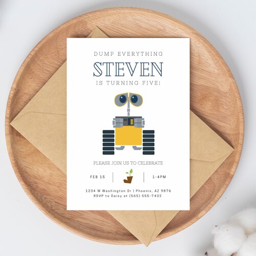 Wall E Invitation Wall E Birthday Wall E Invite Wall E - Etsy