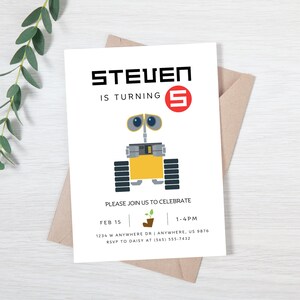 Wall-e Invitation | Wall-e Birthday | Wall E Birthday Invite | Minimal ...