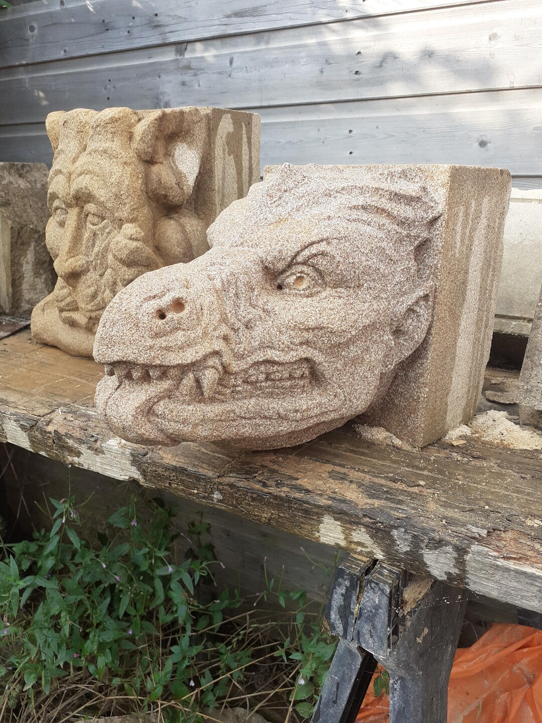 Hand Carved Stone Gargoyle,stone Grotesque Gothic Stone Corbel ...
