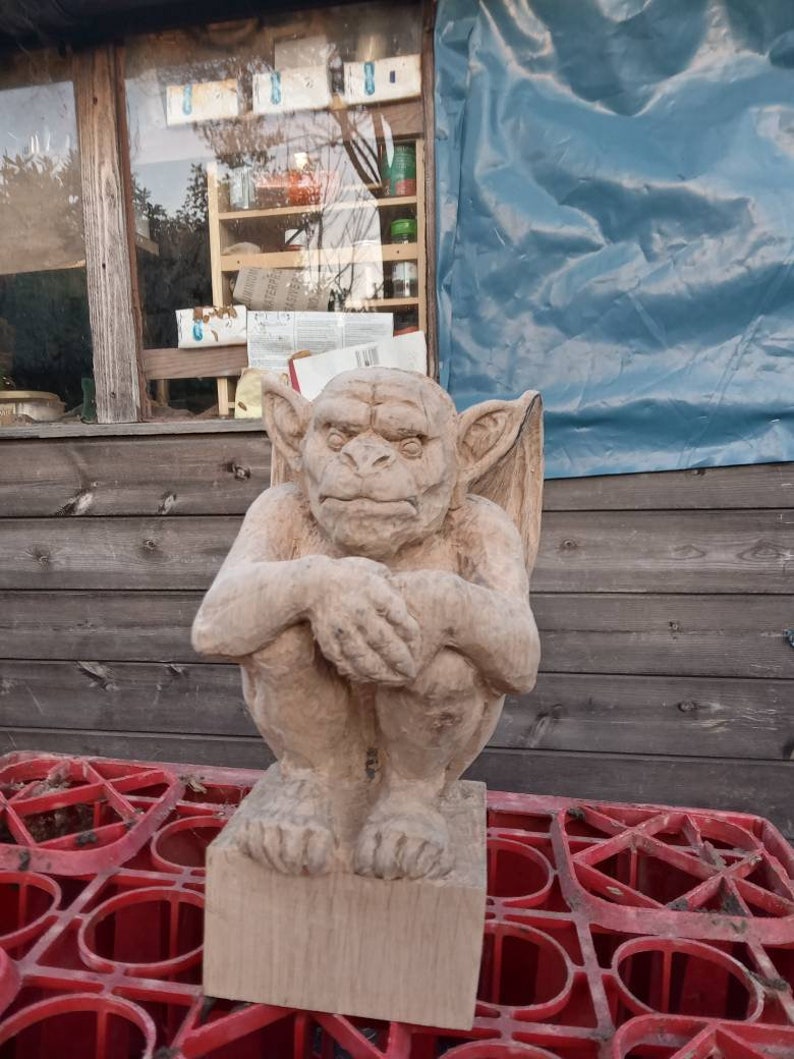 Oak Gargoyle Finial, Gothic Carving, Oak Grotesque,medieval Oak Carving ...